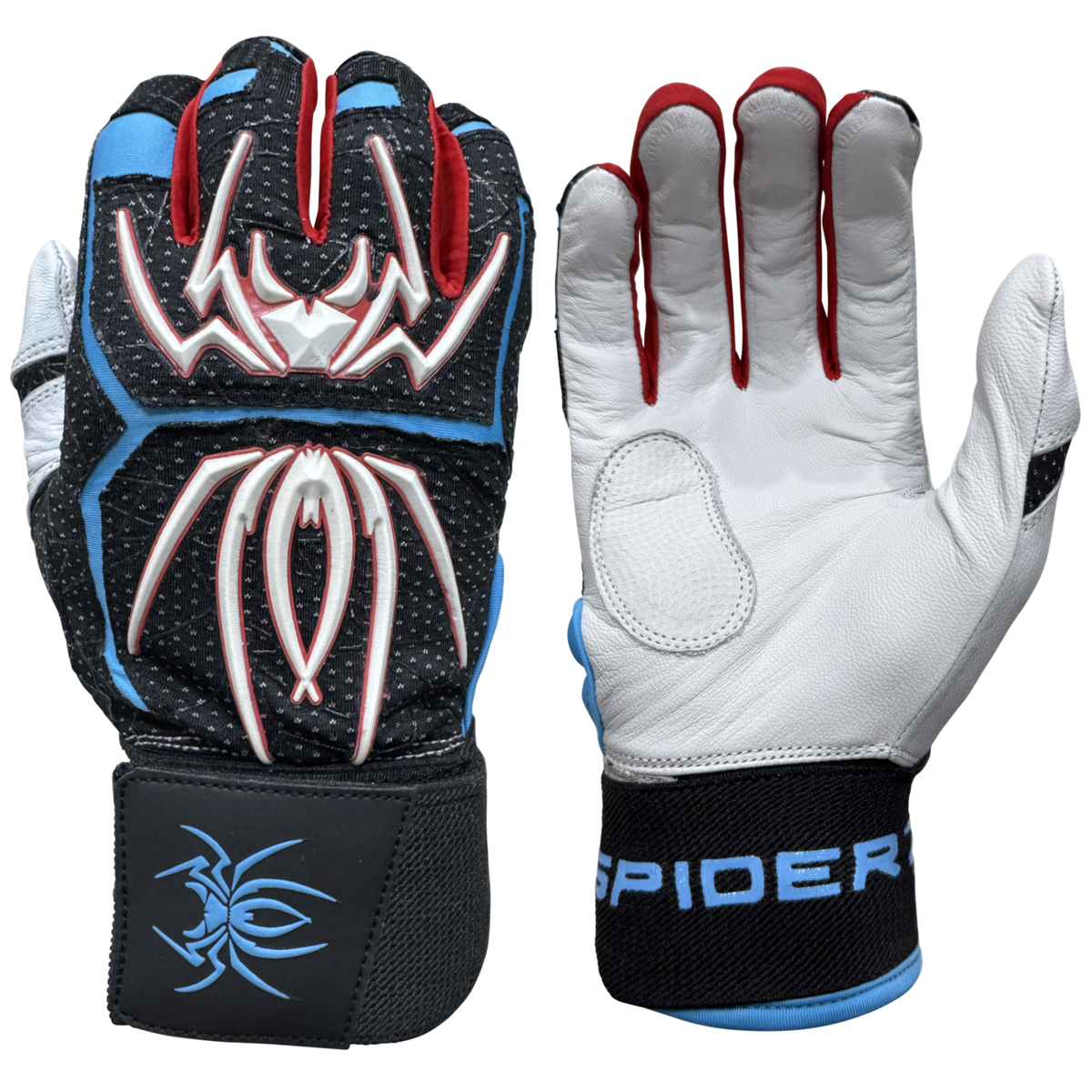 Spiderz ENDITE X- Long Strap Smooth Palm Batting Gloves - Black/Columb ...